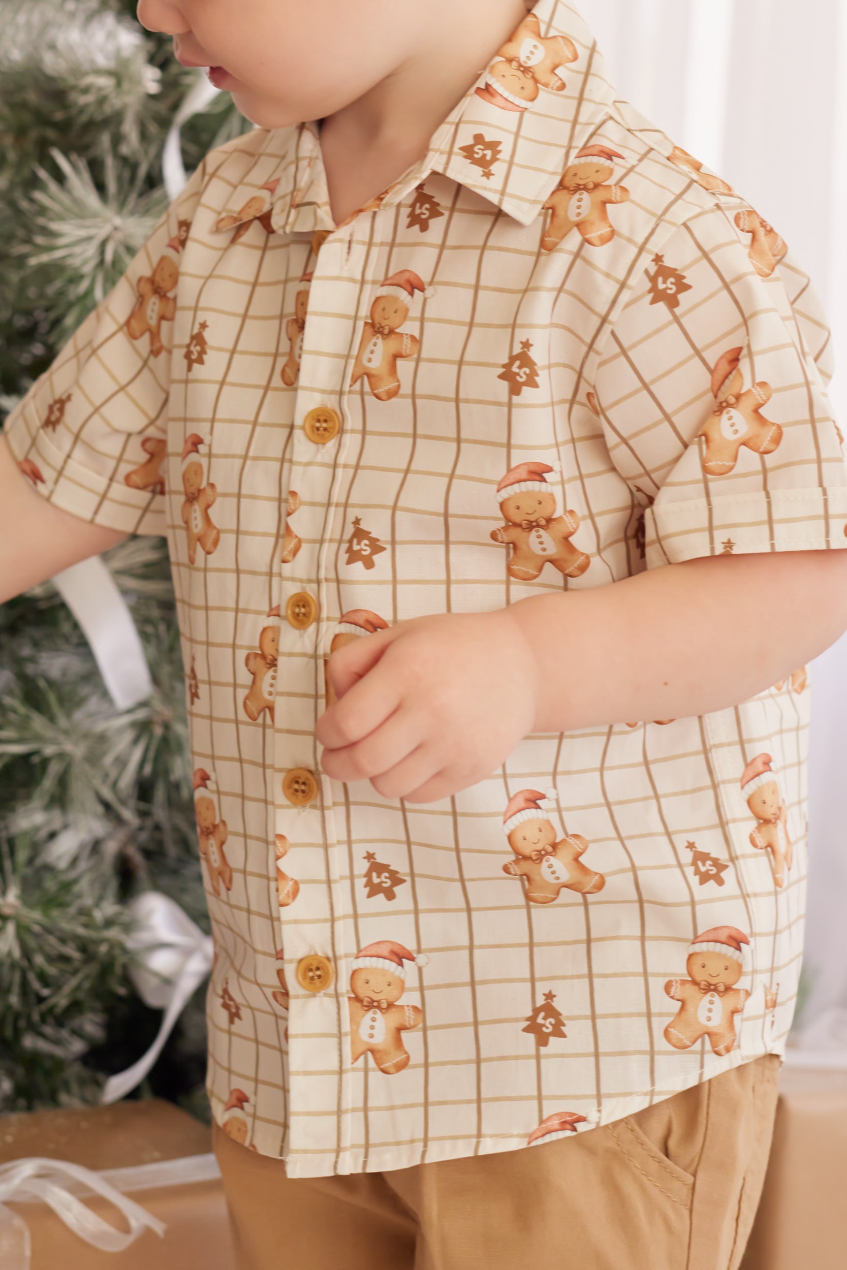 Button Up Shirt - Jolly Little Gingerbread – La Sienna Couture