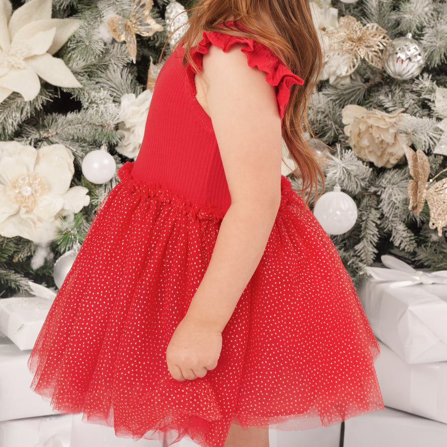 Cozy Flutter Tutu Dress - Red – La Sienna Couture