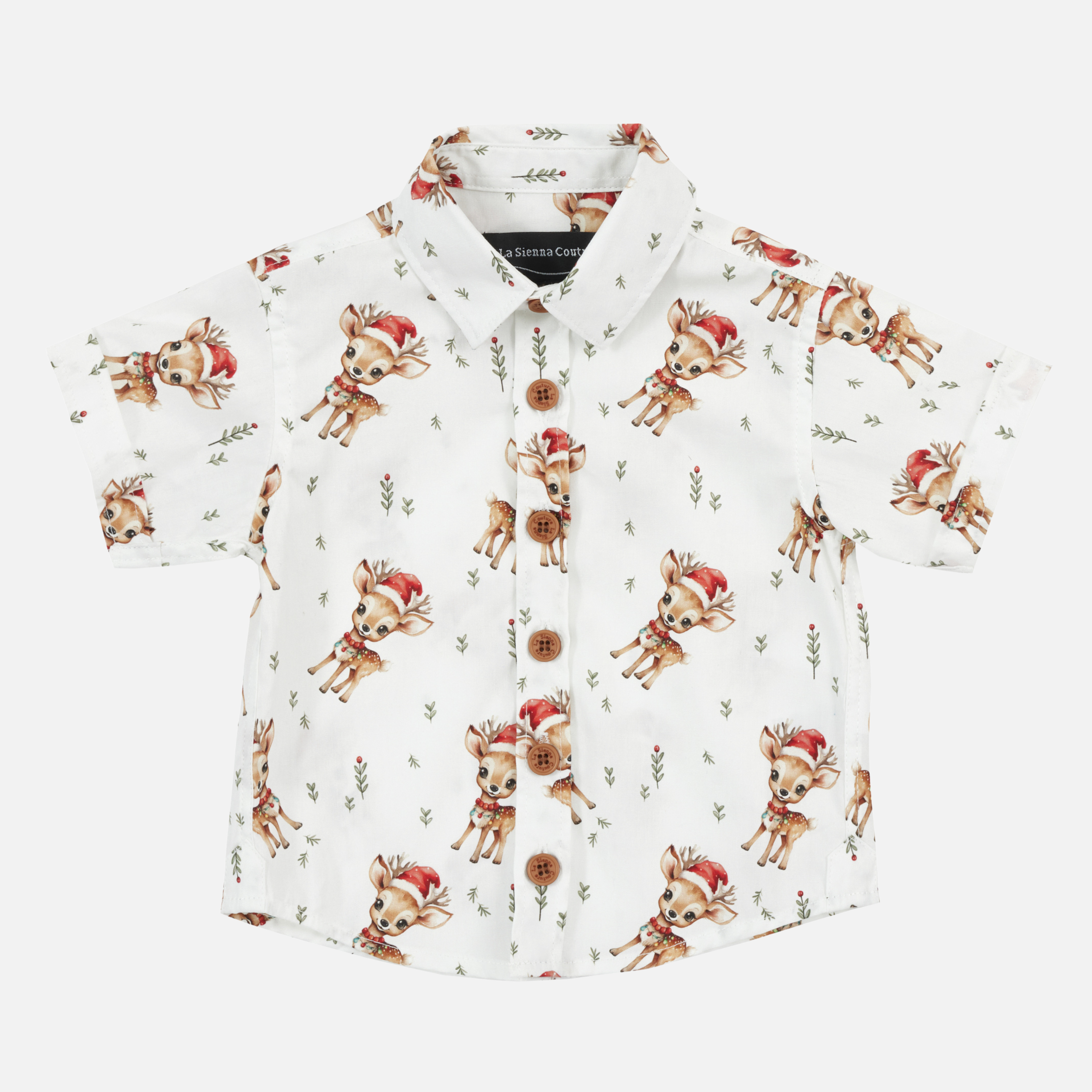 Button Up Shirt - Dasher the Reindeer – La Sienna Couture