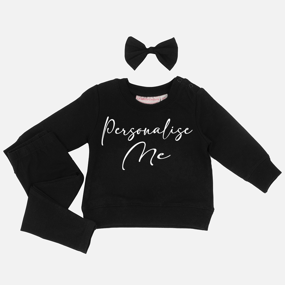 Personalised Crew Neck & Leggings - Black – La Sienna Couture